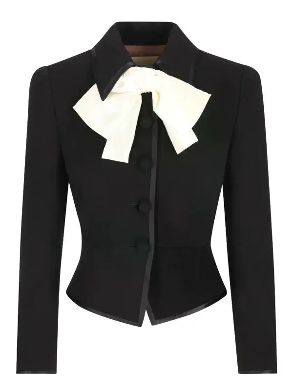 Valentino Garavani Bow-embellishment Wool Jacket - Black