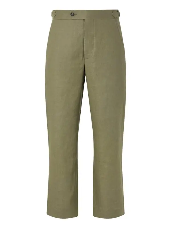 BODE Straight-leg Linen Trousers - Green