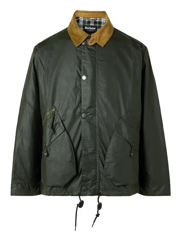Barbour Modified Endurance Corduroy-trimmed Waxed-cotton Jacket - Green