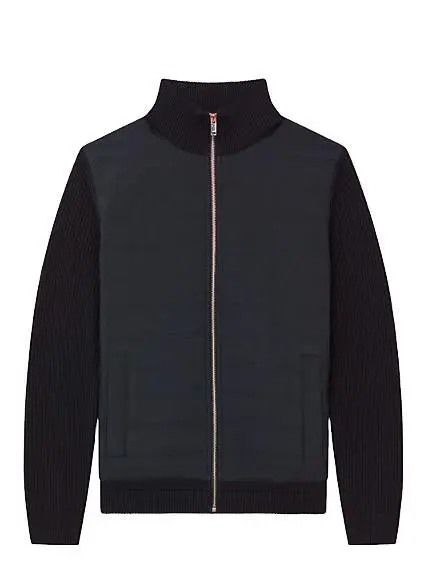 REISS Stretch-knit Crewneck Jumper - Navy