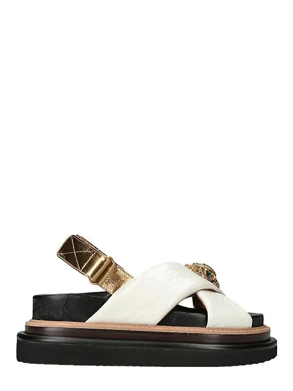Kurt Geiger Orson Cross-strap Leather Flat Sandals - Bone