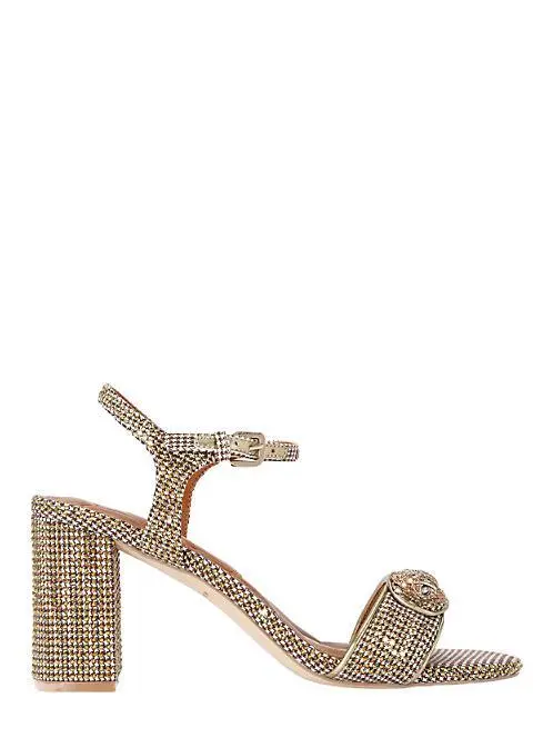 Kurt Geiger Kensington Langley Houndstooth Woven Heeled Sandals - Beige