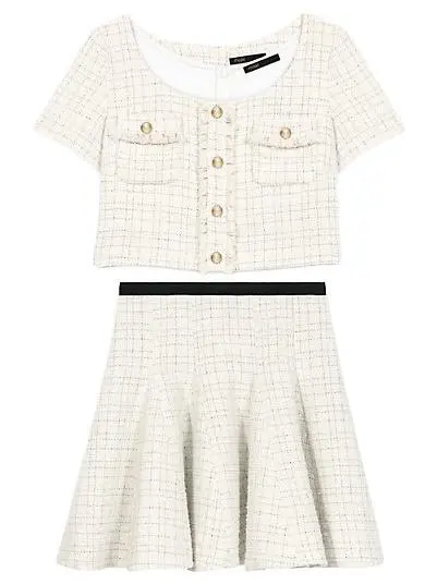 Maje Two-in-one Tweed Mini Dress - Ecru