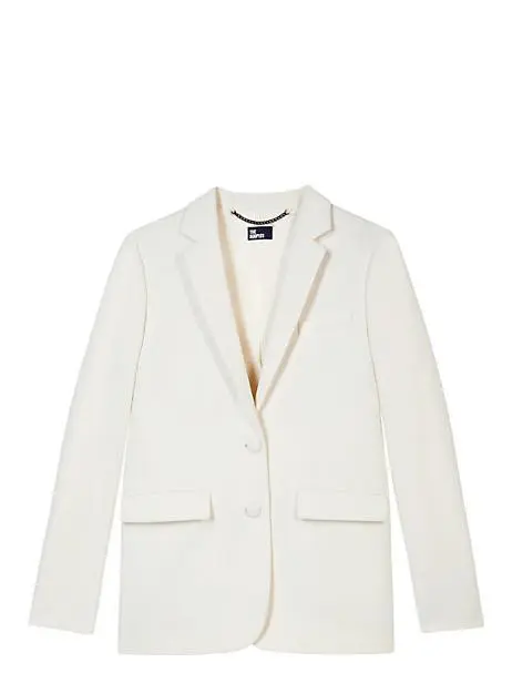 The Kooples Notch-lapel Regular-fit Stretch-woven Blazer - Ecru