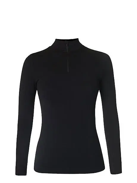 Sweaty Betty Mindful Flex Half-zip Stretch-woven Top - Black