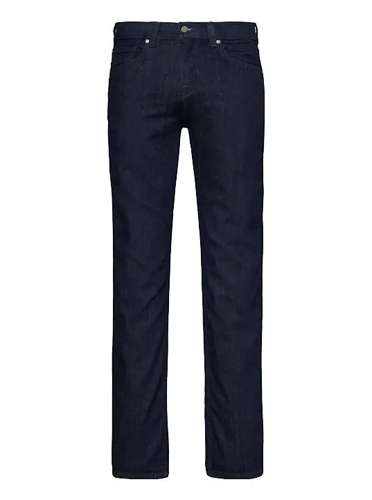 7 For All Mankind Slimmy Executive Straight-leg Mid-rise Denim-blend Jeans - Navy