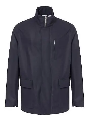 Emporio Armani High-neck Relaxed-fit Wool Coat - Anthracite