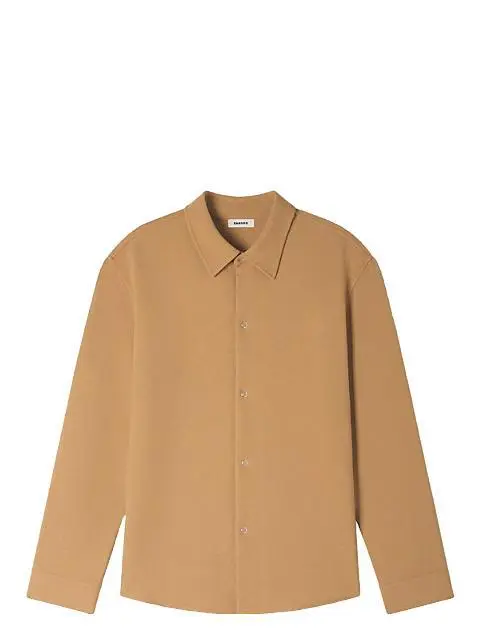 Sandro Joker Long-sleeve Regular-fit Stretch-woven Shirt - Nut