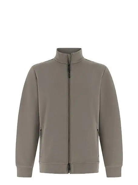 Boggi Milano Scuba Piqué Zip Cotton-blend Sweatshirt - Mud
