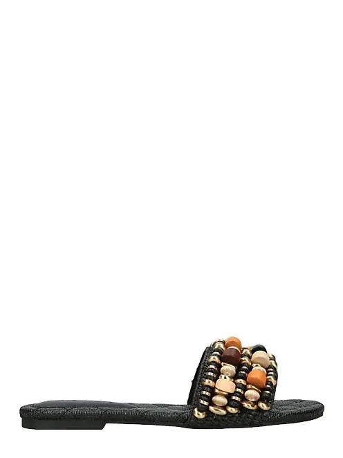 Steve Madden Marika B Embellished Woven Sandals - Black