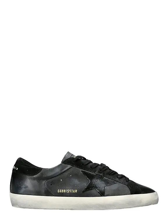 GOLDEN GOOSE Super-star Logo-embossed Leather And Suede Sneakers - Black