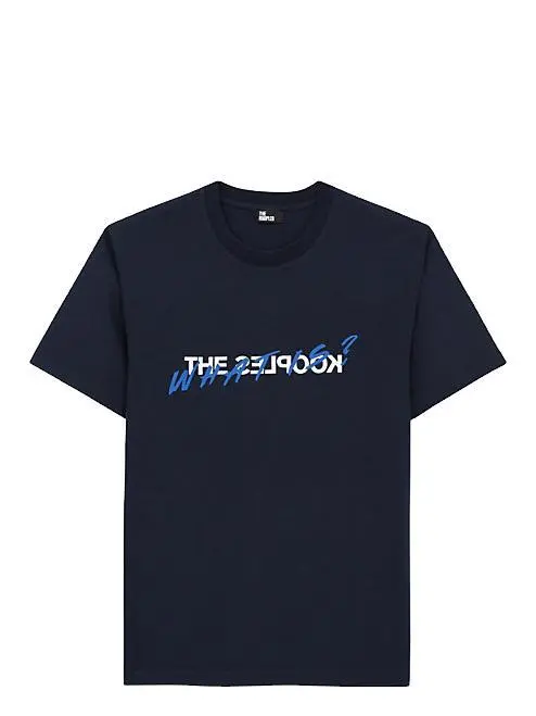 The Kooples Logo-print Crewneck Cotton-jersey T-shirt - Nav01