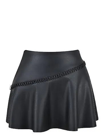 House Of Cb Braided-trim Faux-leather Mini Skirt - Black