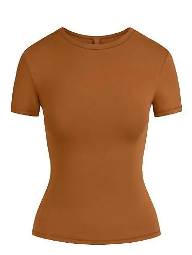 SKIMS Slim-fit Round-neck Stretch-cotton T-shirt - Chai