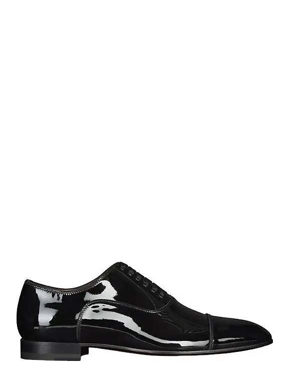 CHRISTIAN LOUBOUTIN Grego Patent Leather Oxford Shoes - Black