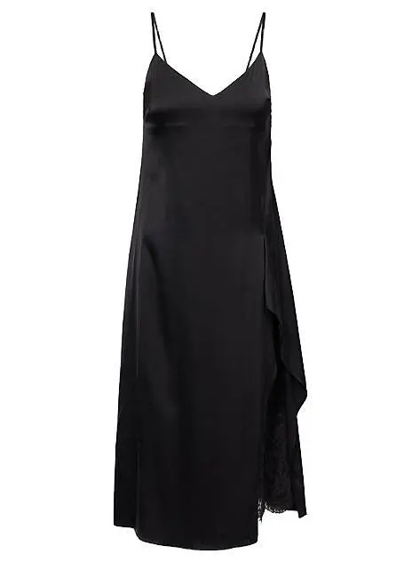 Acne Studios Docketta Lace-trim Satin Midi Dress - Black