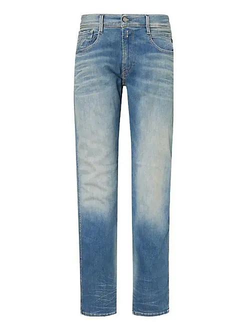 REPLAY Anbass Hyperflex Straight-leg Slim-fit Stretch-denim Jeans - Medium Blue