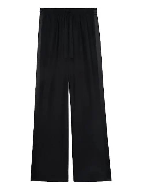 Zadig&Voltaire Satin-stripe Straight-leg Stretch-woven Trousers - Black