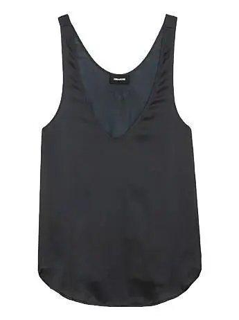 Zadig&Voltaire Tarys Scoop-neck Satin Top - Black