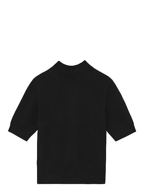REISS Funnel-neck Cotton And Wool-blend Jumper - Black