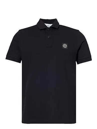 Stone Island Brand-patch Regular-fit Stretch-cotton Polo Shirt - Black