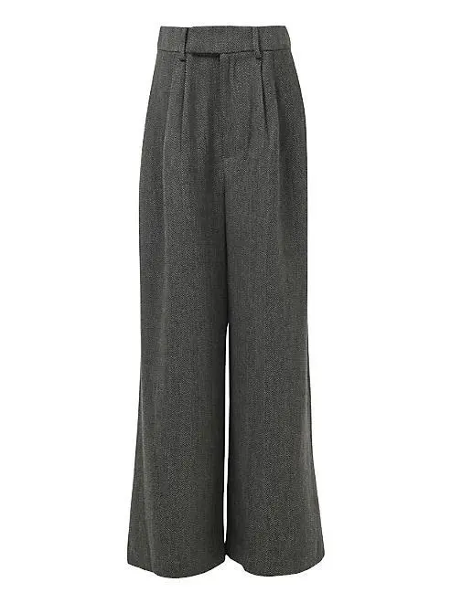 LEEM Pleated Straight-leg Woven Trousers - Grey