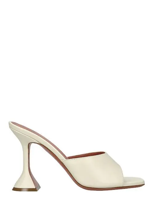 Amina Muaddi Lupita 95 Leather Heeled Mules - Bone