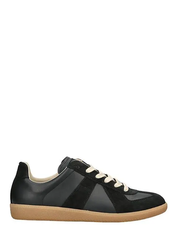 MAISON MARGIELA Replica Panelled Leather Low-top Trainers - Black
