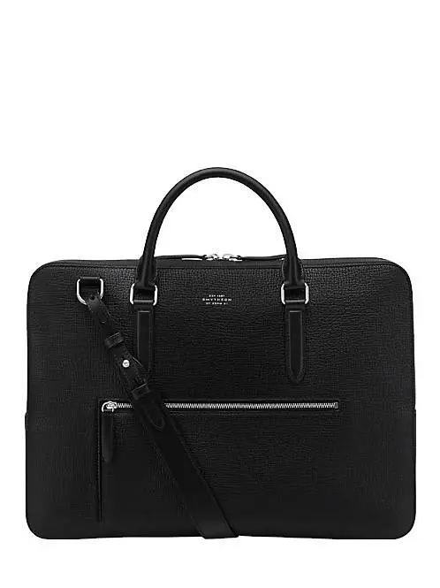 Smythson Ludlow Slim Leather Briefcase - Black