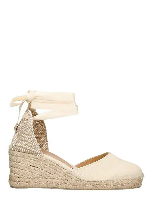 CastaÑer Carina Self-tie Canvas Wedge Espadrilles - Cream