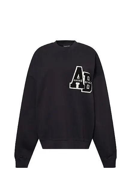 ANINE BING Miles Oversized Cotton-jersey Sweatshirt - Black