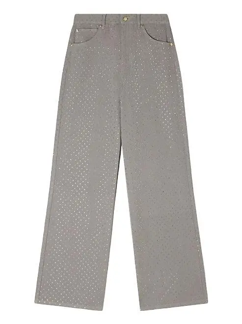 Sandro Diamante-embellished Relaxed-fit Denim Jeans - Grey
