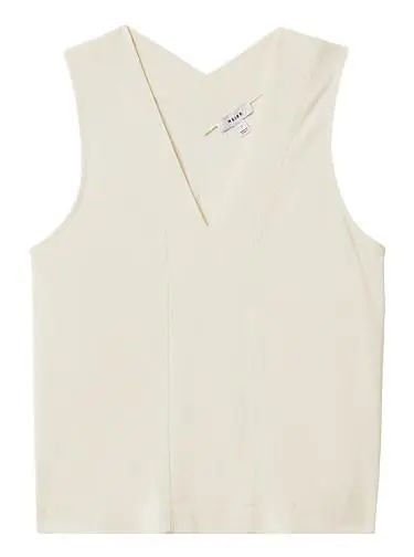 REISS Mira V-neck Sleeveless Woven Top - Ivory