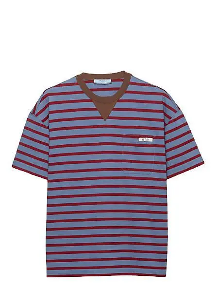 Prada Oversized Striped Cotton-jersey T-shirt - Blue