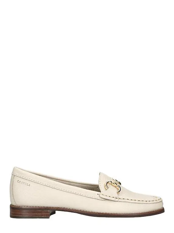 Carvela Leather Horsebit Chain Loafers - Bone