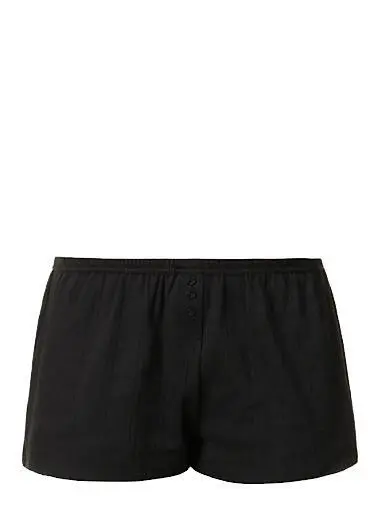 COU COU Pointelle Knitted Cotton Shorts - 2black