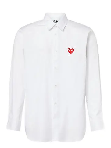 Play Comme Des Garcon Heart Logo-embroidered Cotton Shirt - White