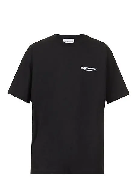 MKI MIYUKI ZOKU Design Studio Brand-print Organic-cotton Jersey T-shirt - Black