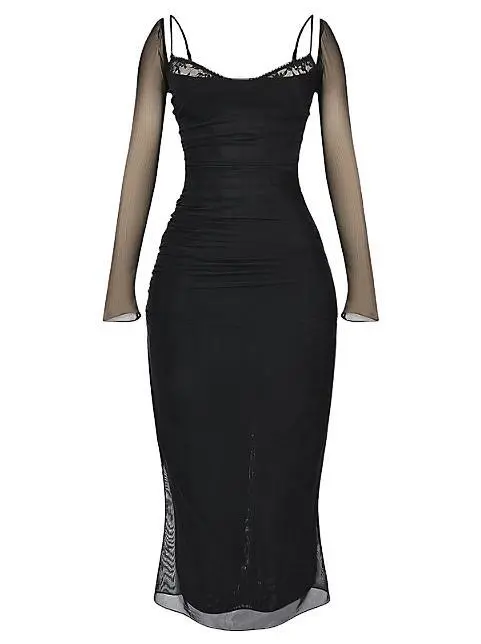 House Of Cb Corseted Stretch-woven Maxi Dress - Black