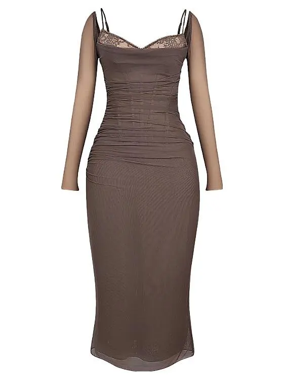 House Of Cb Corseted Stretch-woven Maxi Dress - Smoke