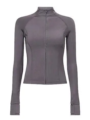 ADANOLA Long-sleeved Stretch-woven Top - Grey