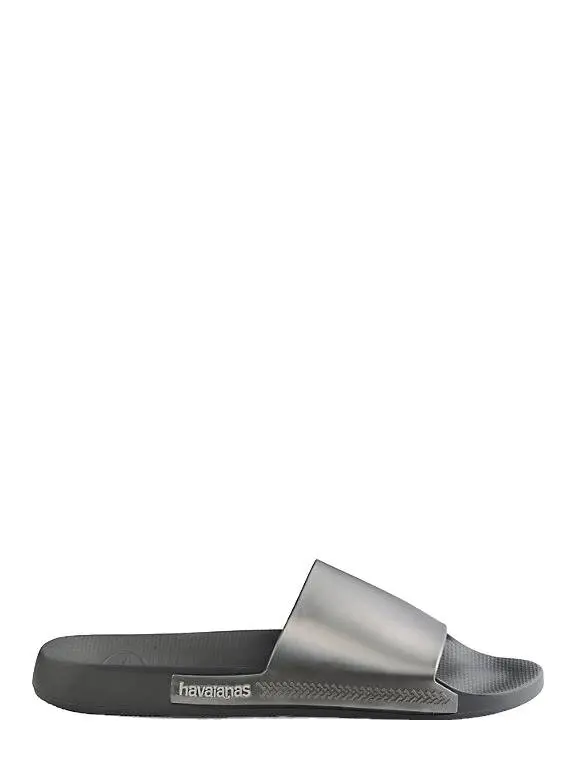 Havaianas Classic Metallic Rubber Sliders - Steel Grey