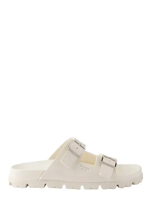 Prada Double-buckle Rubber Slides - Neutral