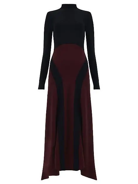 LEEM Patterned High-neck Knitted Maxi Dress - Red