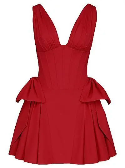 House Of Cb Amalia Corset-bodice Mini Dress - Red