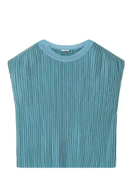 JOSEPH Cedre Pleated Satin Top - Chambray