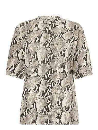 ANINE BING Avi Python-print Cotton T-shirt - Washed Python