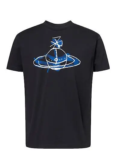 VIVIENNE WESTWOOD Drawn Orb Crewneck Cotton-jersey T-shirt - Black