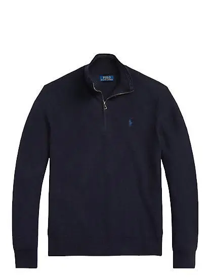 Polo Ralph Lauren Logo-embroidered Half-zip Cotton-knit Sweatshirt - Navy