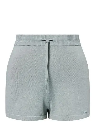 ADANOLA Logo-plaque Mid-rise Knit Shorts - Cloud Blue